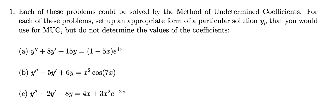 Solved 1. Each of these problems could be solved by the | Chegg.com