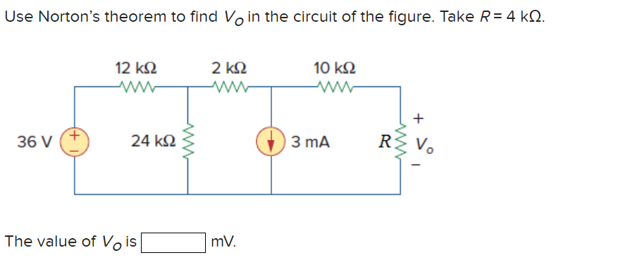 Solved Use Norton's theorem to find Vo in the circuit of the | Chegg.com