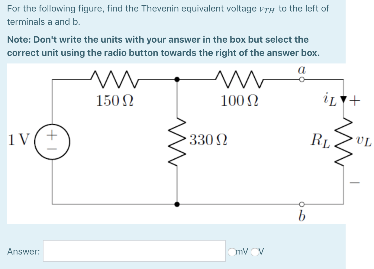 Solved For the following circuit, find the value of the load | Chegg.com