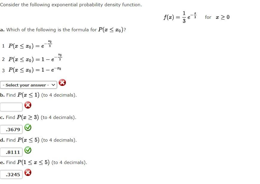 Solved Consider the following exponential probability | Chegg.com