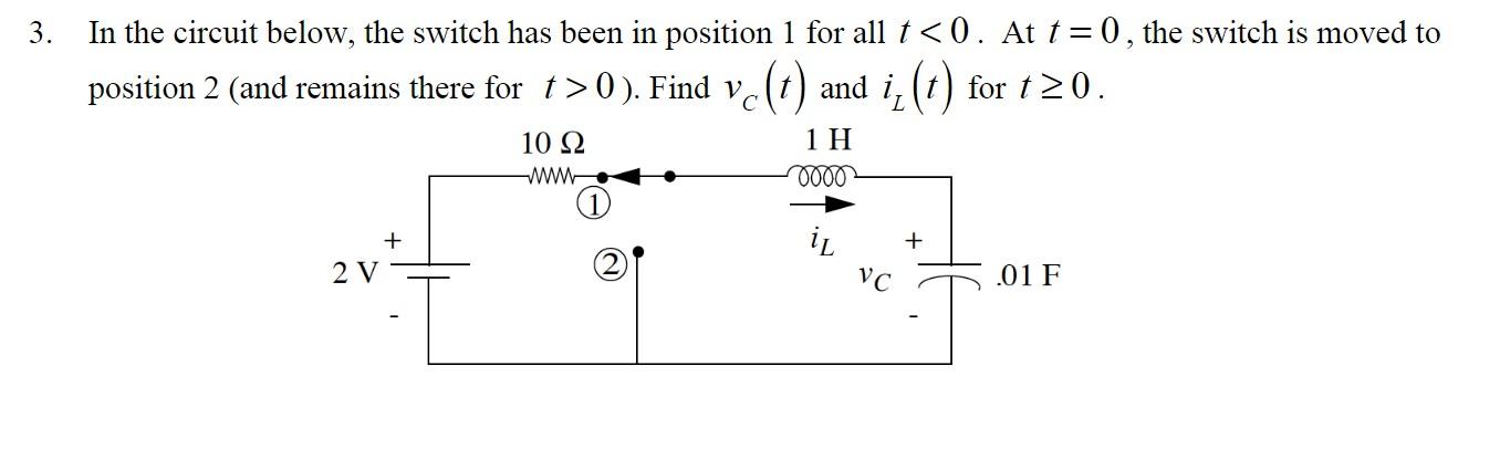 Solved 3. In the circuit below, the switch has been in | Chegg.com