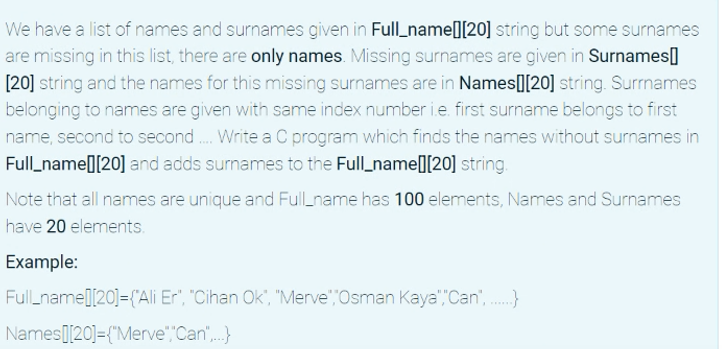 Solved We have a list of names and surnames given in | Chegg.com