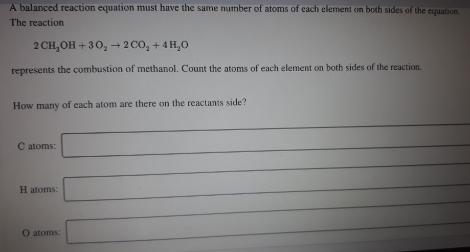 Solved A balanced reaction equation must have the same | Chegg.com