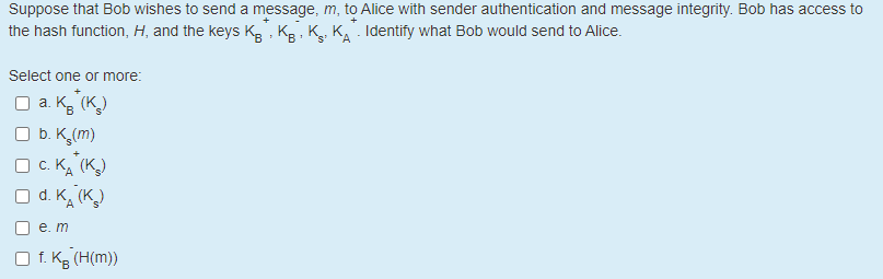 Solved Suppose that Bob wishes to send a message, m, to | Chegg.com