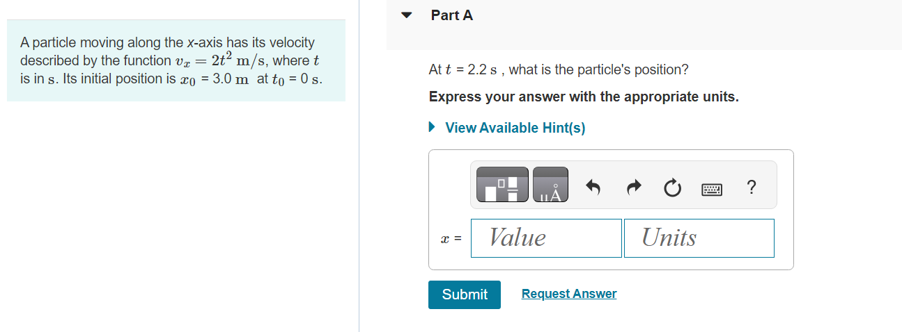 Solved A particle moving along the x-axis has its velocity | Chegg.com
