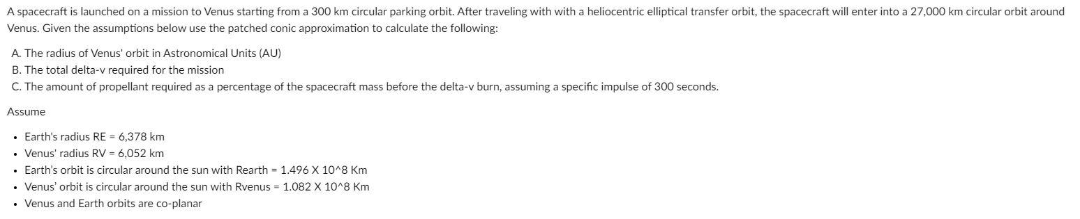 Solved Venus. Given the assumptions below use the patched | Chegg.com