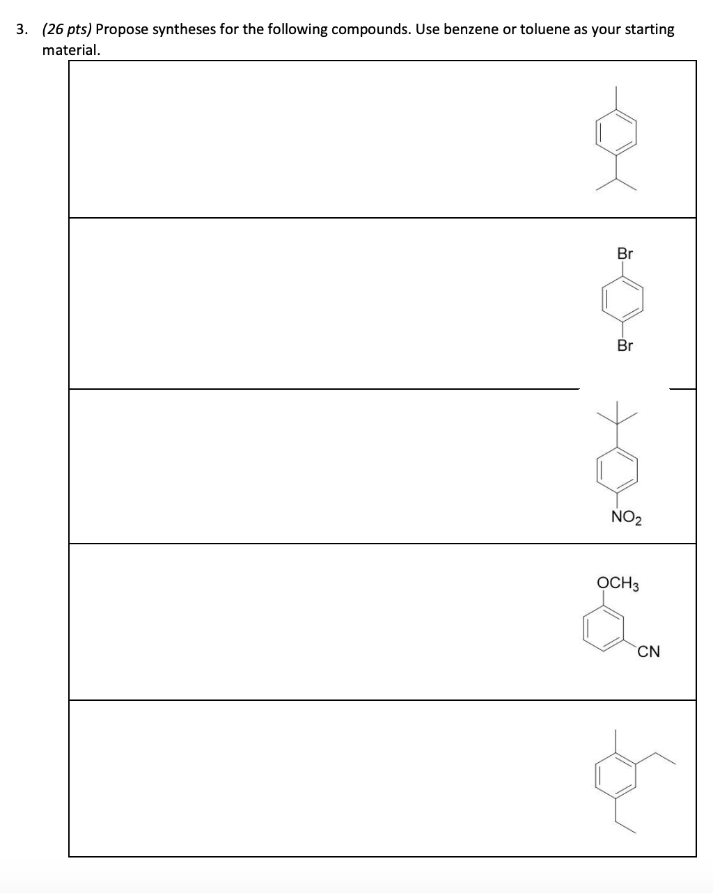 Solved 3. (26 pts) Propose syntheses for the following | Chegg.com
