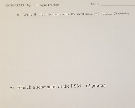Solved FSM Design and Implementation. See the following | Chegg.com