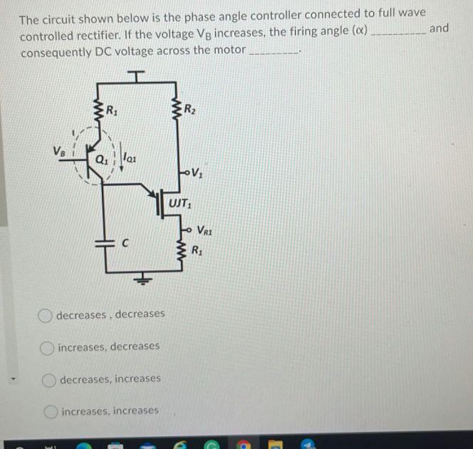 Solved The circuit shown below is the phase angle controller | Chegg.com