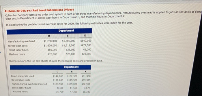 Solved Problem 20-04A a-c (Part Level Submission) (Video) | Chegg.com