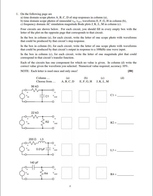 Solved 1. On the following page are a) time domain scope | Chegg.com