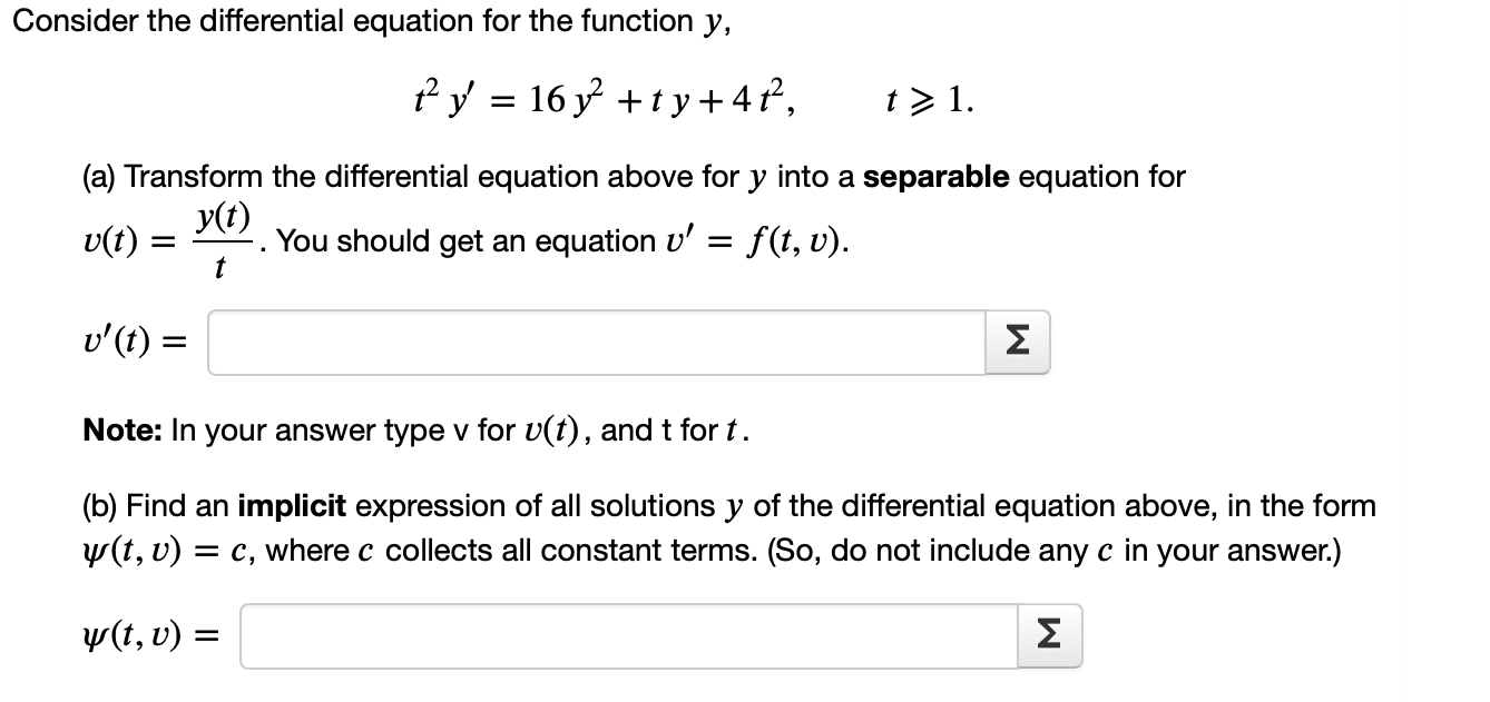 Solved Consider the differential equation for the function | Chegg.com
