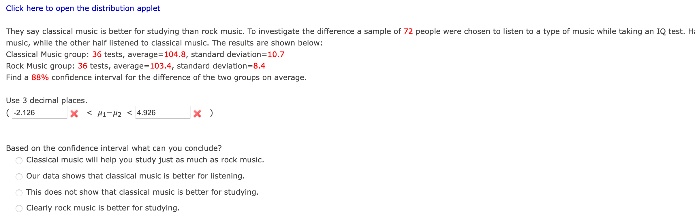 Solved Click here to open the distribution applet They say | Chegg.com