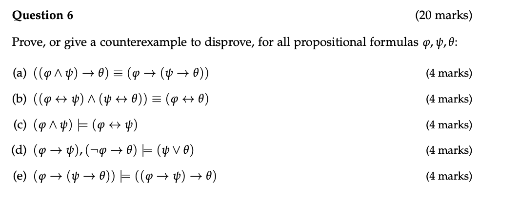 Solved Question 6 (20 marks) Prove, or give a counterexample | Chegg.com