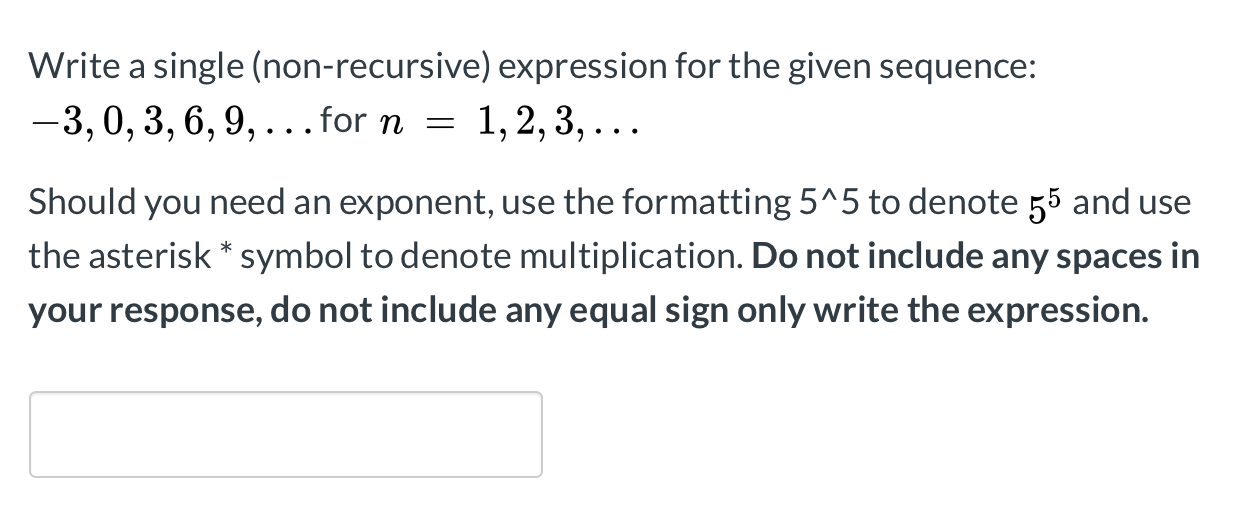 Solved Write A Single Non Recursive Expression For The