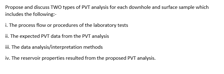 Solved Propose and discuss TWO types of PVT analysis for | Chegg.com