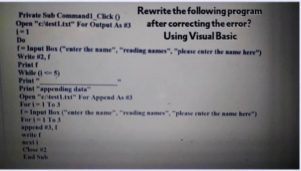 Rewrite the following program Private Sub | Chegg.com
