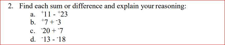 2. Find each sum or difference and explain your | Chegg.com