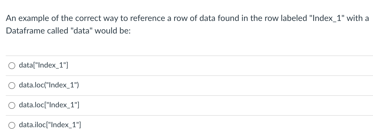 Solved An example of the correct way to reference a row of | Chegg.com