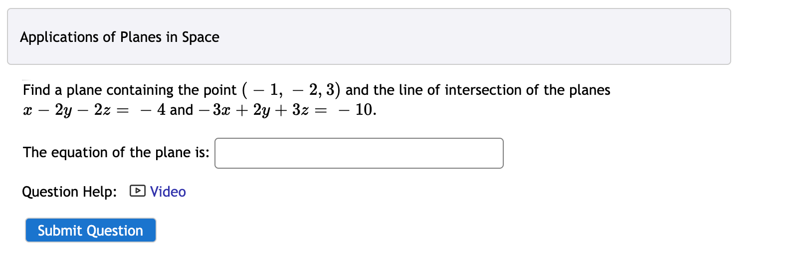 Solved Applications of Planes in Space Find a plane | Chegg.com