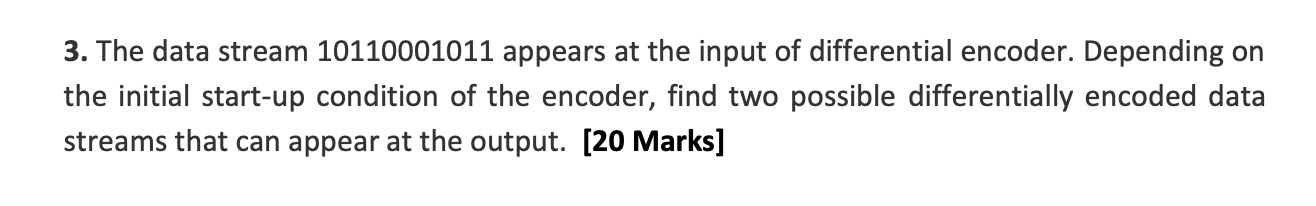 Solved 3. The data stream 10110001011 appears at the input | Chegg.com