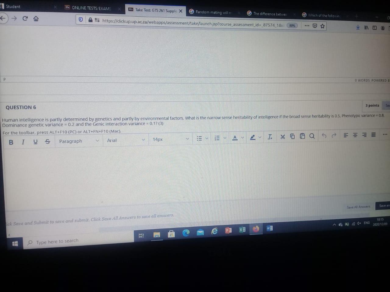 Student 13ONLINE TESTS/EXAMS Take Test GTS 261 Supple | Chegg.com