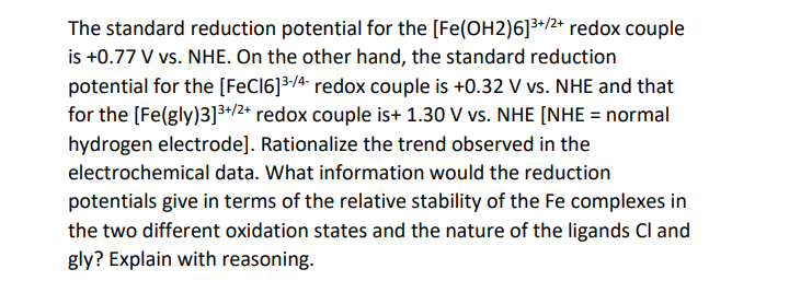 Solved The standard reduction potential for the | Chegg.com