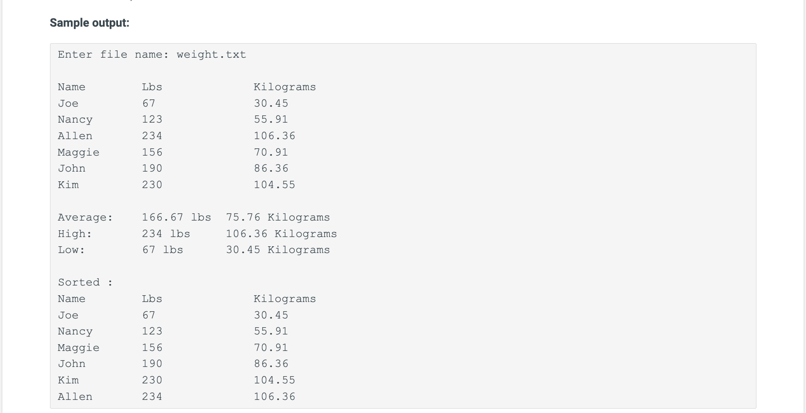Solved Write a C++ program name manageweight.cpp to read a | Chegg.com