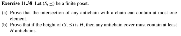 Solved Exercise 11.38 Let (S,) be a finite poset. (a) Prove | Chegg.com