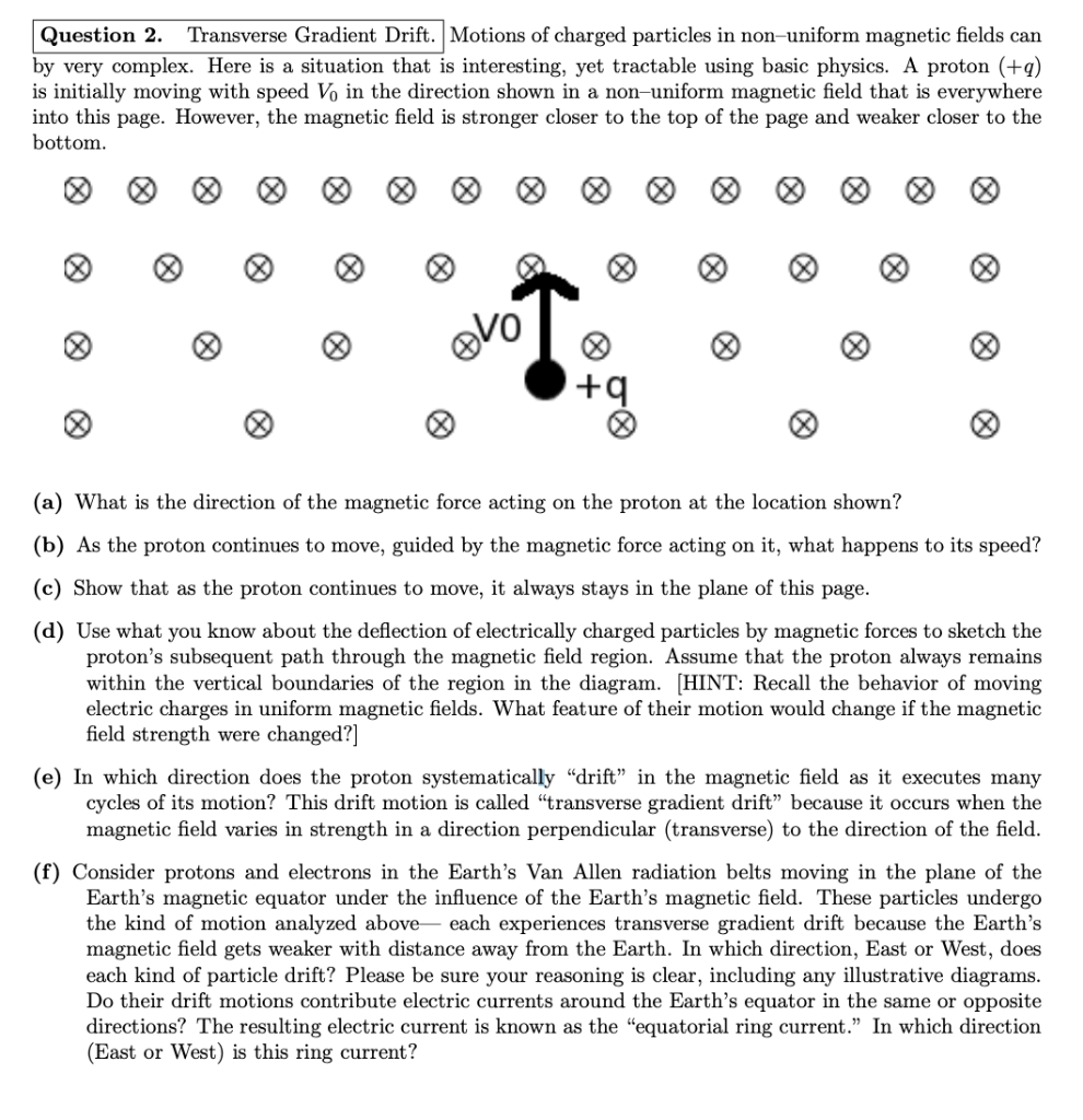 Solved Question 2. Transverse Gradient Drift. Motions of | Chegg.com