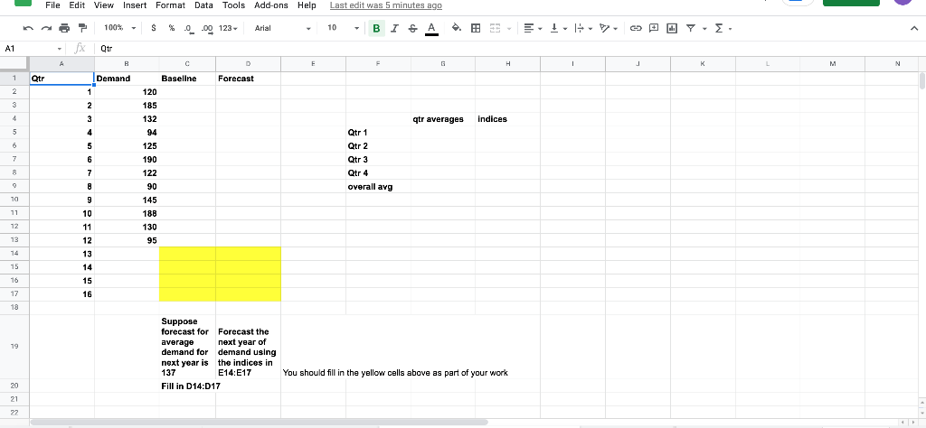 Solved File Edit View Insert Format Data Tools Add-ons Help | Chegg.com