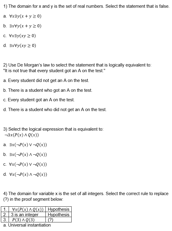 Solved 1 The Domain For X And Y Is The Set Of Real Numbers