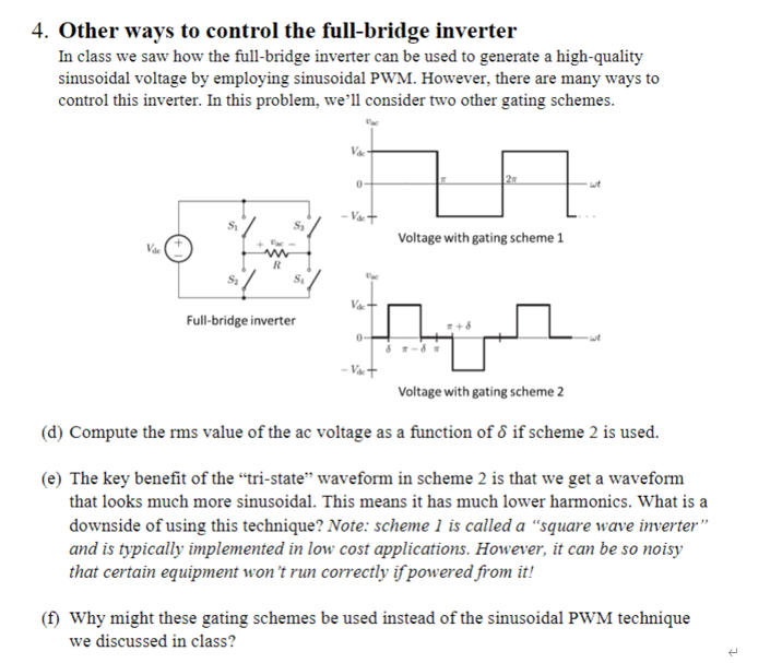 Solved Other ways to control the full-bridge inverterIn | Chegg.com