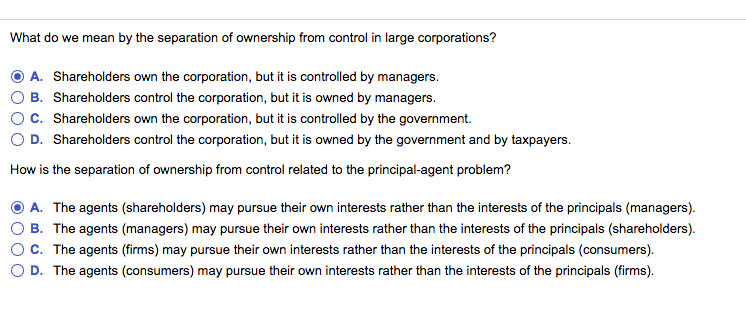 Solved What do we mean by the separation of ownership from | Chegg.com