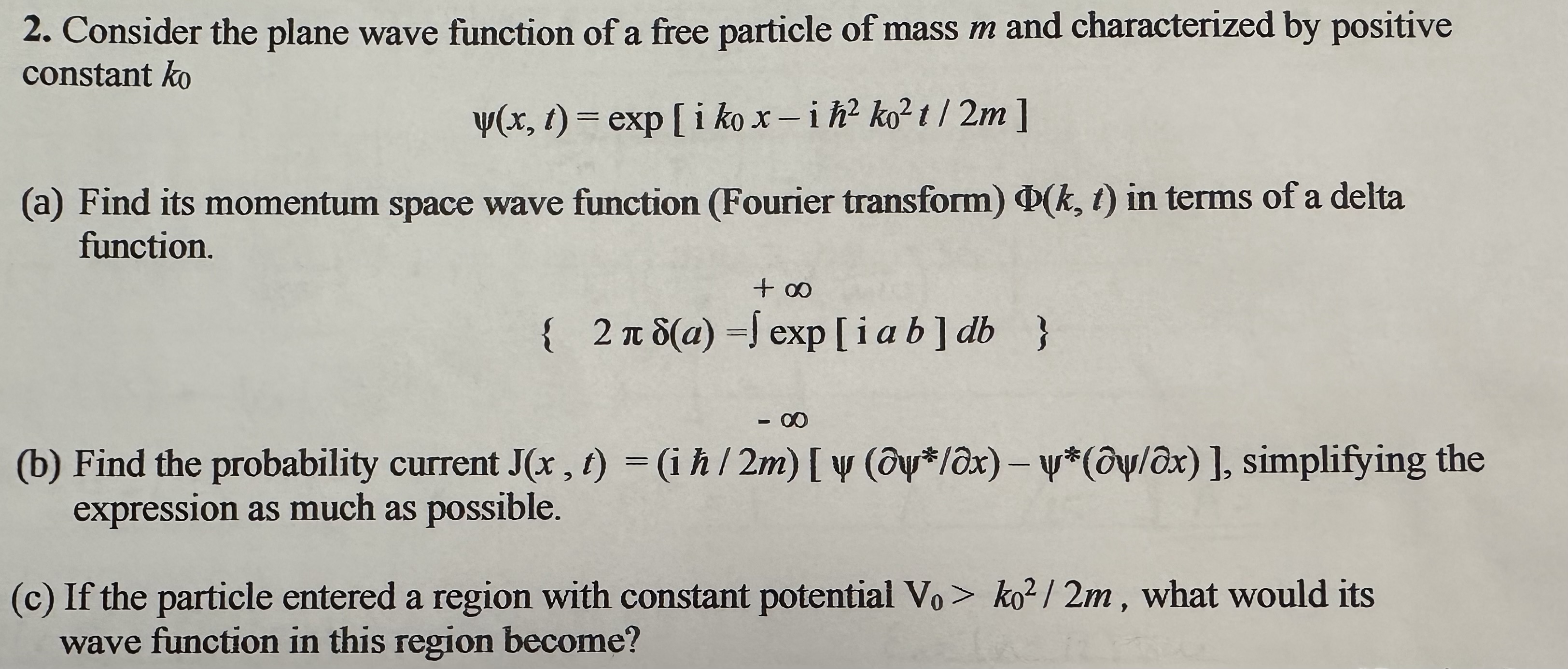 Solved 2. Consider the plane wave function of a free | Chegg.com