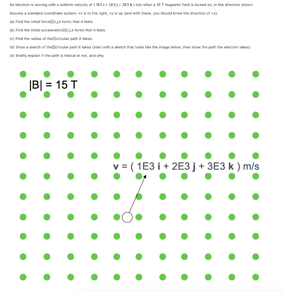 [Solved]: An electron is moving with a uniform velocity of
