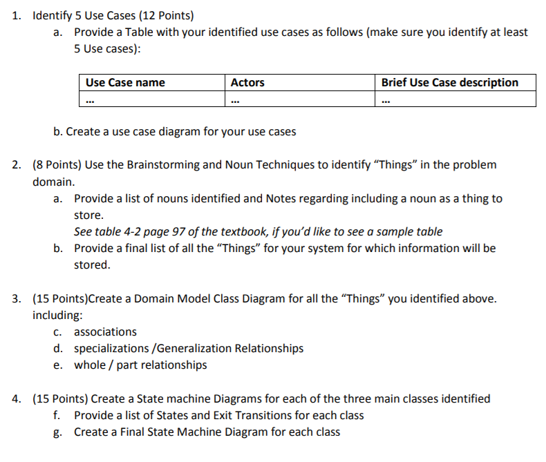Solved 1. Identify 5 Use Cases (12 points) a. Provide a | Chegg.com