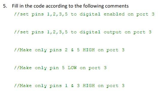 5. Fill in the code according to the following | Chegg.com