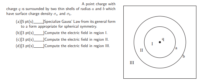 Solved A point charge with charge is surrounded by two thin | Chegg.com
