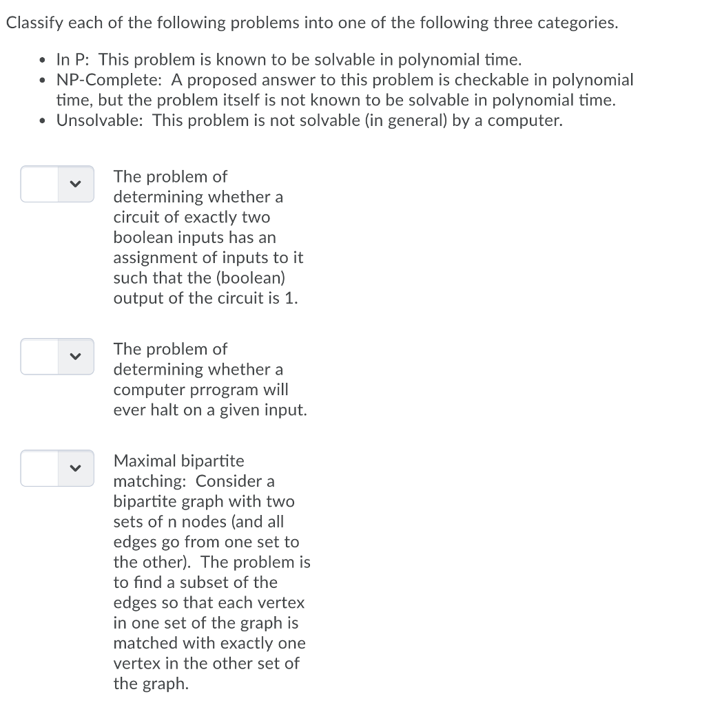 Classify each of the following problems into one of | Chegg.com