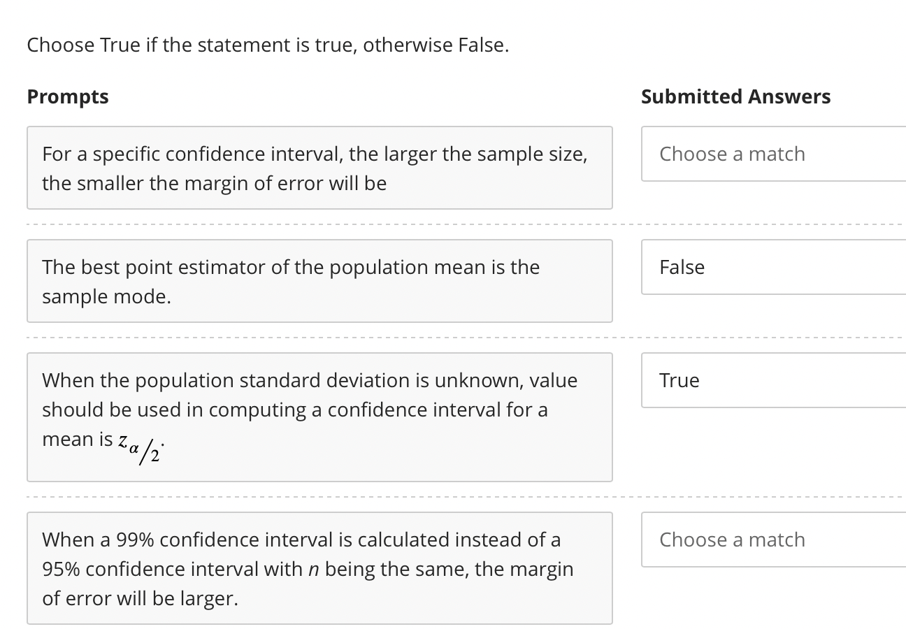 Solved Choose True if the statement is true, otherwise | Chegg.com