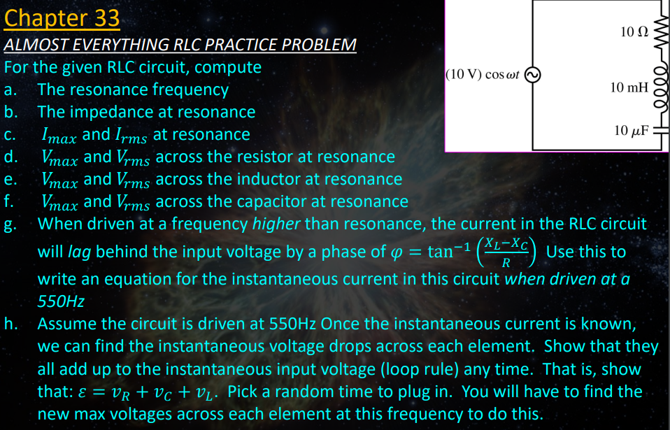 Solved lapter 33 MOST EVERYTHING RLC PRACTICE PROBLEM the | Chegg.com