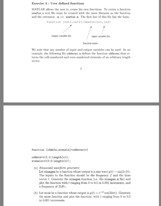 Solved Exercise 4 User Defined Functions Matlab Allows The 6925