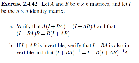 Solved Exercise 2.4.42 Let A and B be nxn matrices, and let | Chegg.com