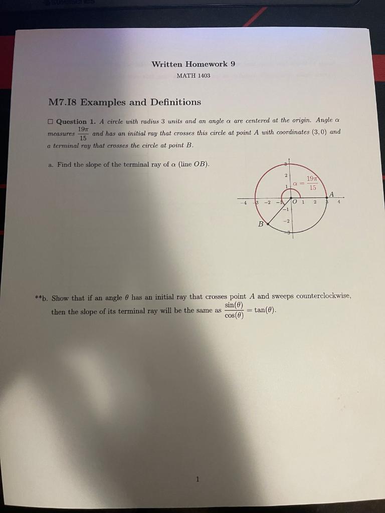 Solved A circle with radius 3 units and an angle α are | Chegg.com