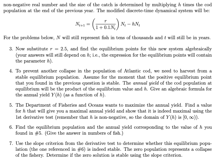 Solved Fish Population Growth The general discrete dynamical | Chegg.com
