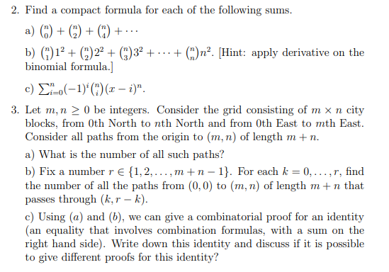Solved 2. Find a compact formula for each of the following | Chegg.com