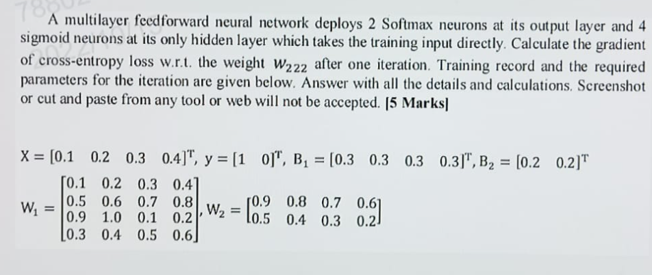 Solved A multilayer feedforward neural network deploys 2 | Chegg.com