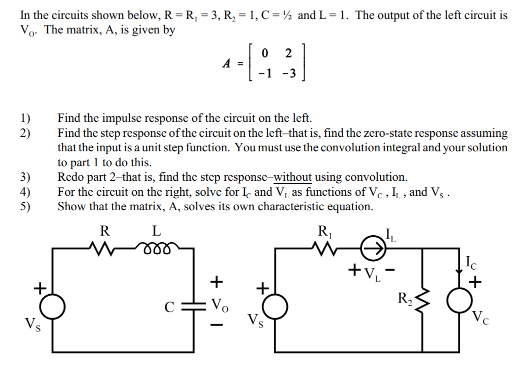 Solved In the circuits shown below, R=R1=3,R2=1,C=1/2 and | Chegg.com
