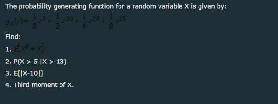 Solved The probability generating function for a random | Chegg.com